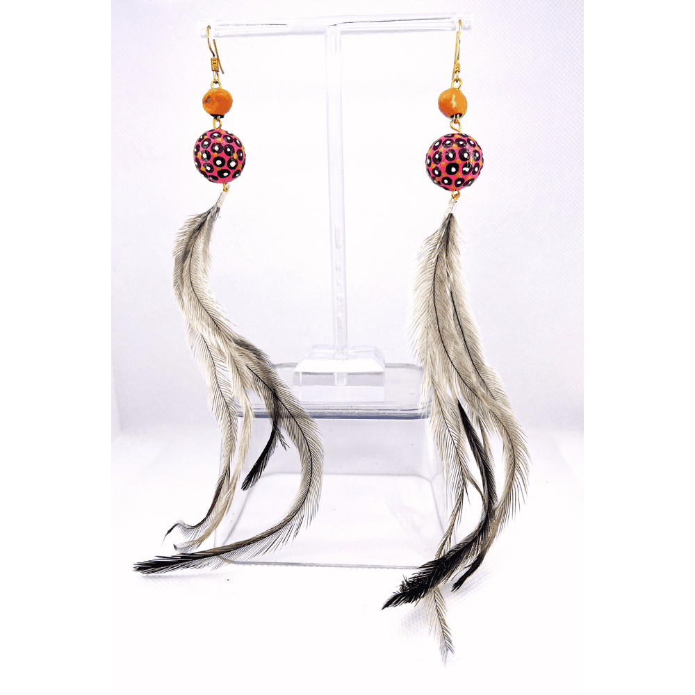 Indigenous Australian Earrings – Emu Dreaming 3 - Thin Green Line