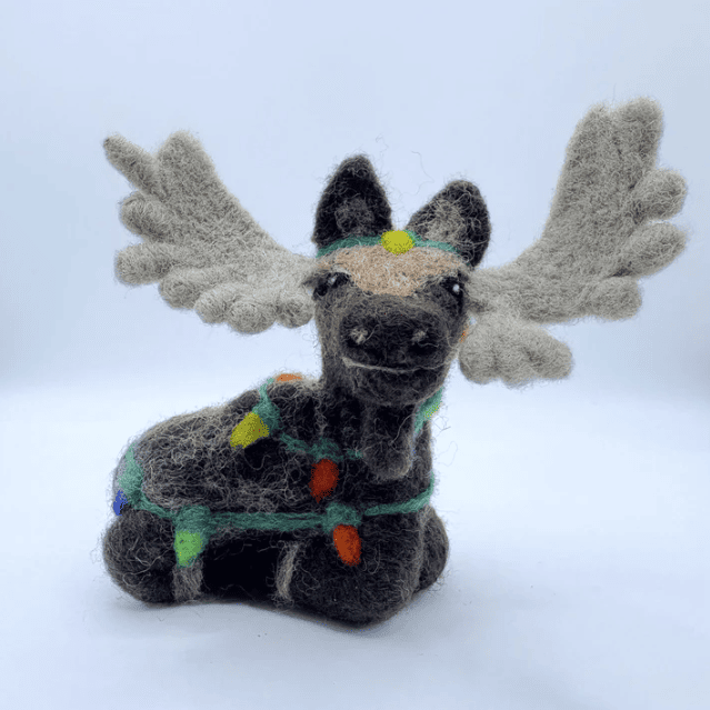 Moose with Christmas Lights ‘Felti’ – Peruvian handmade felted animals ...
